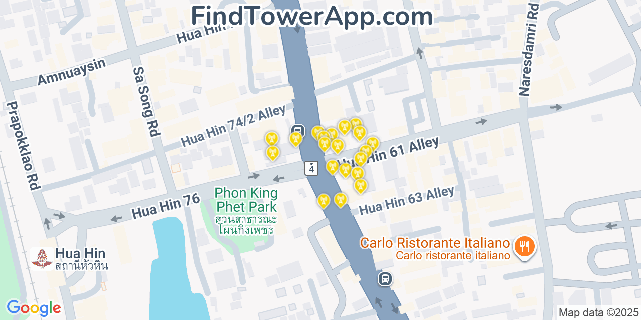 Hua Hin Cell Towers, Thailand - FindTower App Coverage Maps