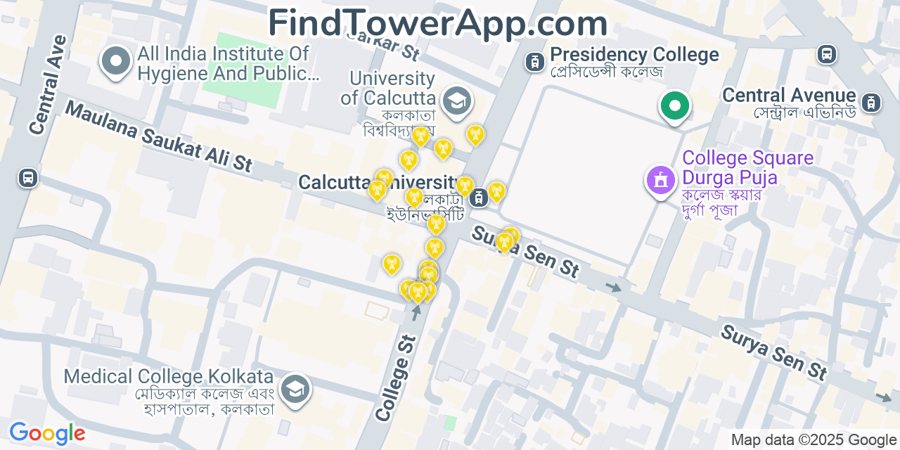 Kolkata Cell Towers, India - FindTower App Coverage Maps